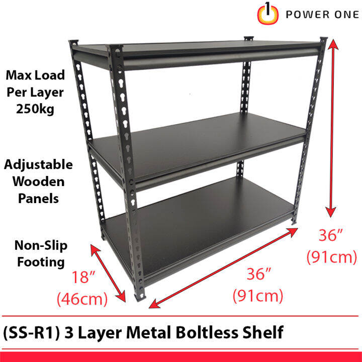(SS-R1) 3 Layer Adjustable Boltless Multi-Purpose Steel Storage Shelves Metal Rack Organizer for ...