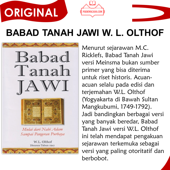 Original - Buku Sejarah Jawa Babad Tanah Jawi W L Olthof Edisi Terbaru ...
