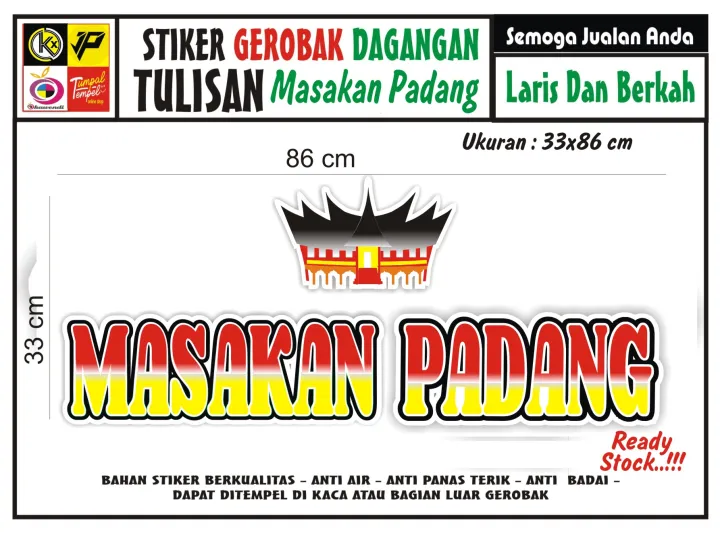 STIKER KACA GEROBAK TULISAN MASAKAN PADANG | Lazada Indonesia