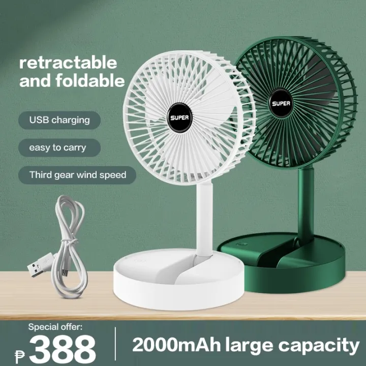 Desk Electric Fan Small folding fan with USB charging retractable 3 ...