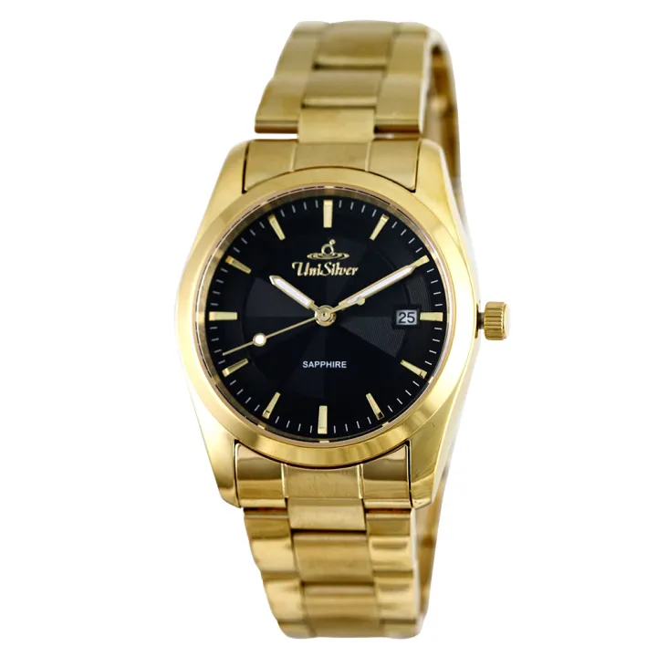 UniSilver TIME QUIMOND Women's Medium Analog Sapphire Black/Gold ...