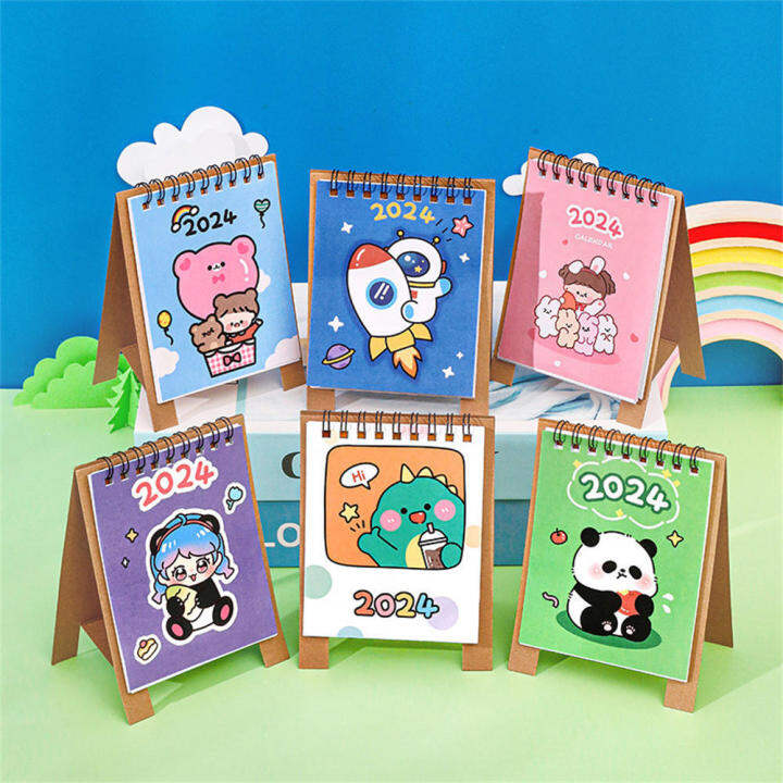 2024 Calendar Cute Cartoon Girl Calendar Kawaii Panda Mini Calendar ...