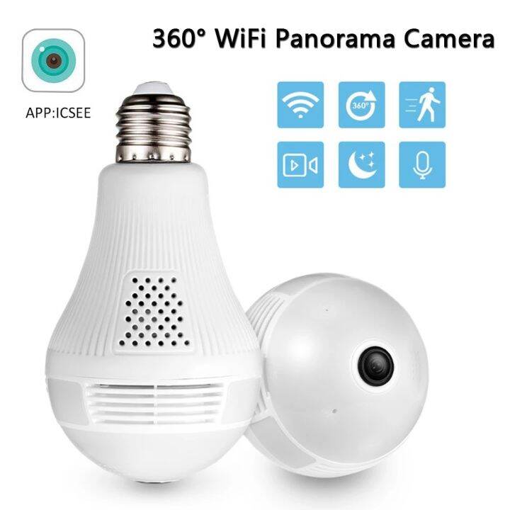 VINOVO ICSEE CCTV IP Panorama Camera 360 Degree Spy Light Bulb In door ...
