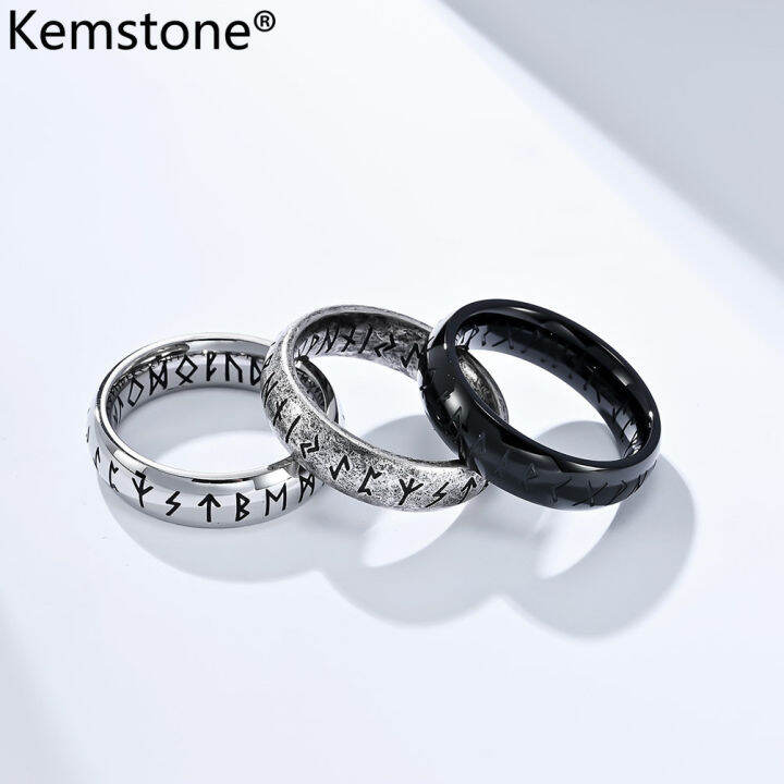 Kemstone Stainless Steel Lord of The Rings Nut Viking Vintage Gold Silver Plated Black Ring Male ...