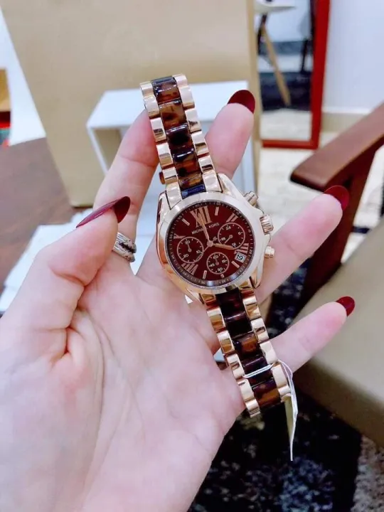 Michael Kors Bradshaw Chronograph Brown Dial Rose Gold-tone and ...