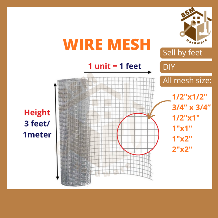 BSM [Sell by feet] TAHAN Galvanised Welded Wire Mesh Wire Netting Metal ...