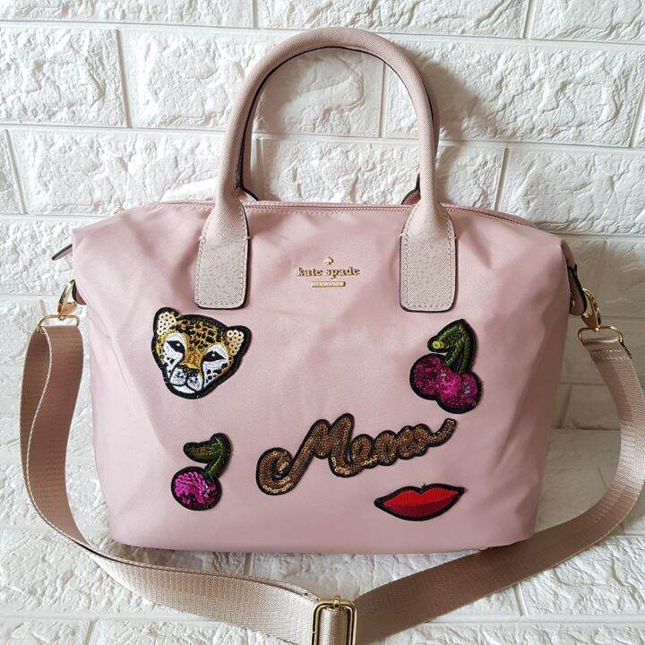 Kate Spade NY Adorable Weekender Lyla Meow Embroidery with Patches Bag ...