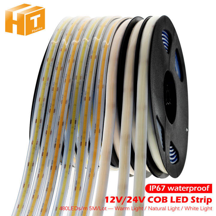 COB LED Strip Light 480 LEDs ความหนาแน่นสูง IP67 กันน้ำไฟ LED COB แบบ ...