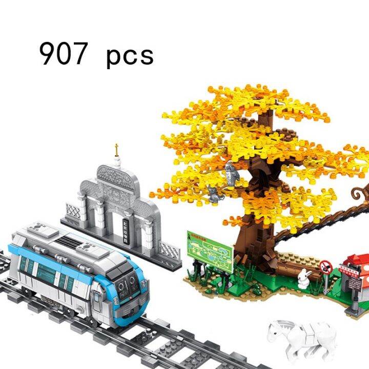 Sembo Blocks City Train Rail Subway Station Tracks Railway Sets Model ...