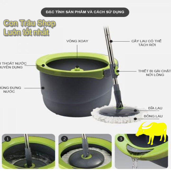 [LOCK&LOCK CHÍNH HÃNG] Bộ chổi lau nhà LOCK&LOCK ETM498 2 bông lau ...