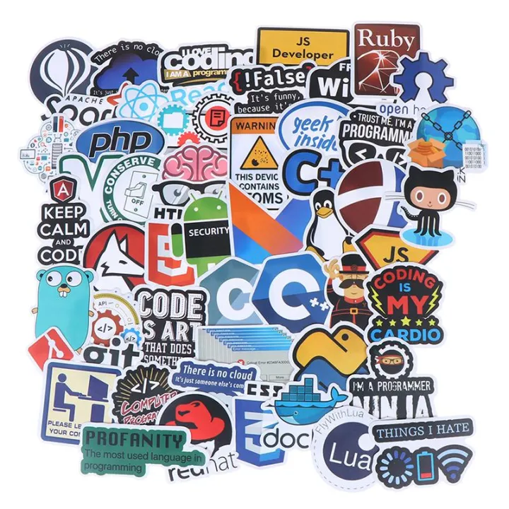 Enthusiasm 50Pcs Internet Java Stickers Programmer DIY Suitcase Laptop ...