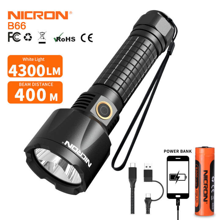 NICRON Flashlight B66 4300 Lumens Super High Brightness Flashlight ...