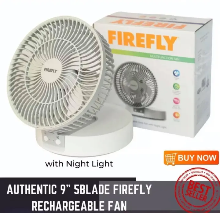Firefly Rechargeable Electric Desk Fan With Emergency Night Light ...