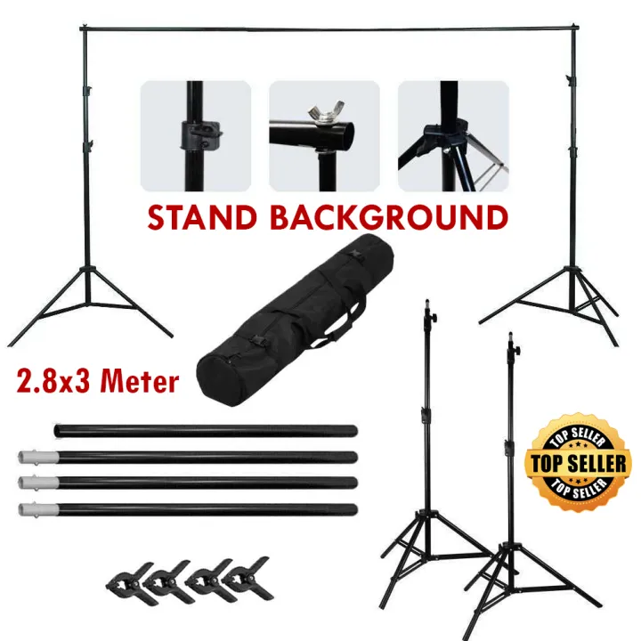 Tripod T-Shaped Bracket Backdrop Studio 280x300cm 4 Clamp Stand ...
