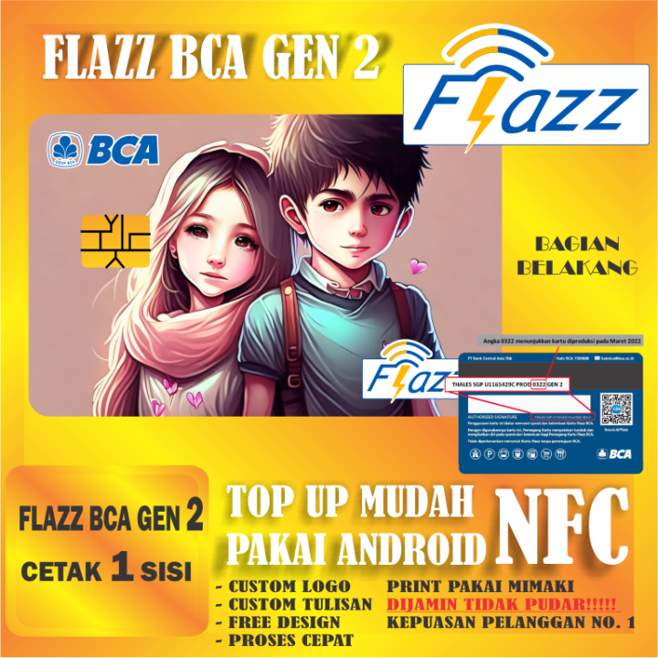 KARTU FLAZZ BCA GEN 2 CETAK 1 SISI CUSTOM GAMBAR 10 | Lazada Indonesia
