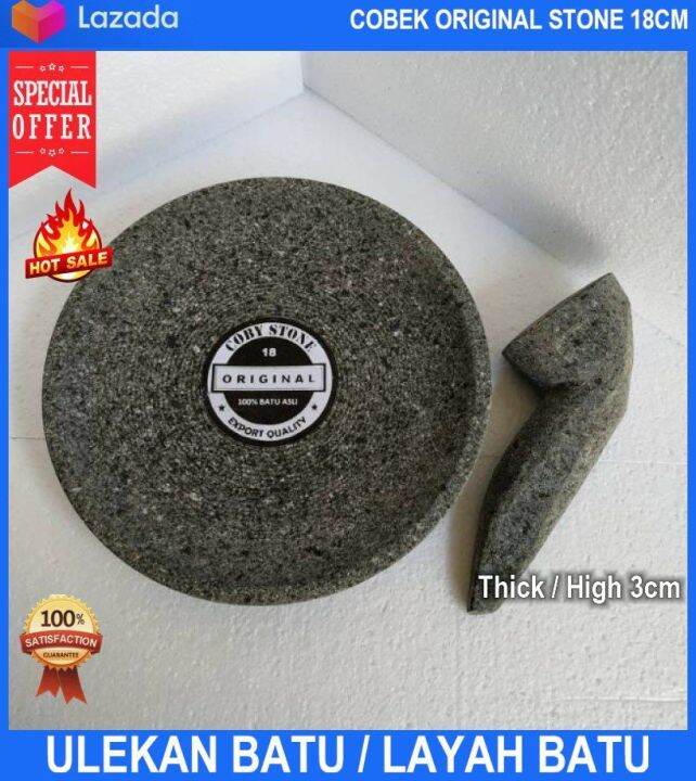 Cobek ORIGINAL Stone 18cm / Ulekan Batu / Layah Batu Asli / Coet Batu ...