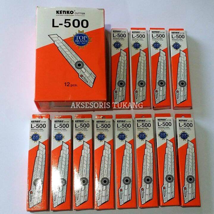 Cutter Besar Kenko L500 12 Pcs / Pisau Cutter Besar Kenko L-500 ...