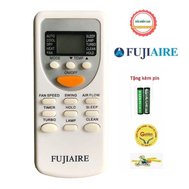 Điều khiển điều hòa FUJIAIRE JH/JT-03 nút cam ở giữa - Tặng kèm pin chính hãng - Remote FUJIAIRE ...