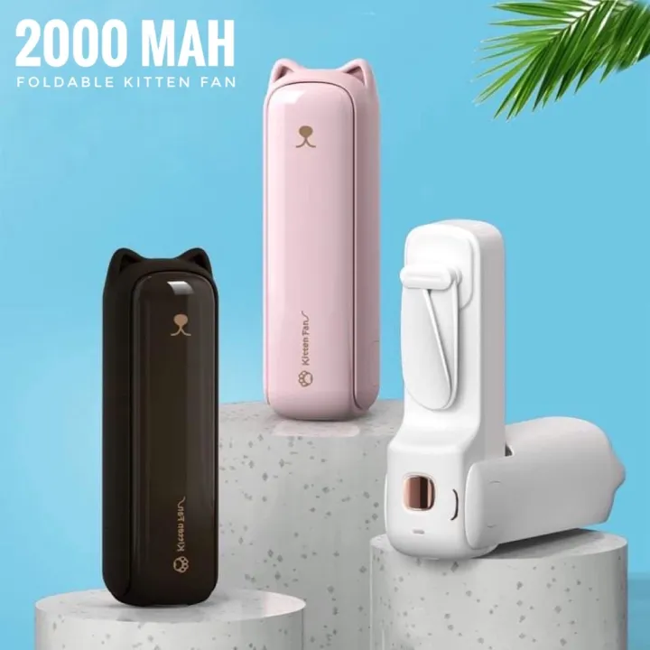 Mini Kitten Fan Rechargeable 2000mAh Portable Handheld Handy USB Pocket ...