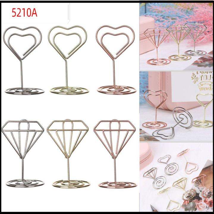 5210A 1/5PCS เมทัลลิค แฟชั่น โรสโกลด์ ตกแต่งเดสก์ท็อป รูปหัวใจ ที่หนีบกระดาษ ที่หนีบขาตั้ง คลิป ...