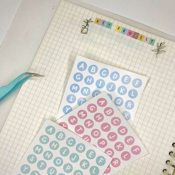 Stiker alphabet dot/ stiker huruf bulat untuk dekorasi jurnal dan buku ...