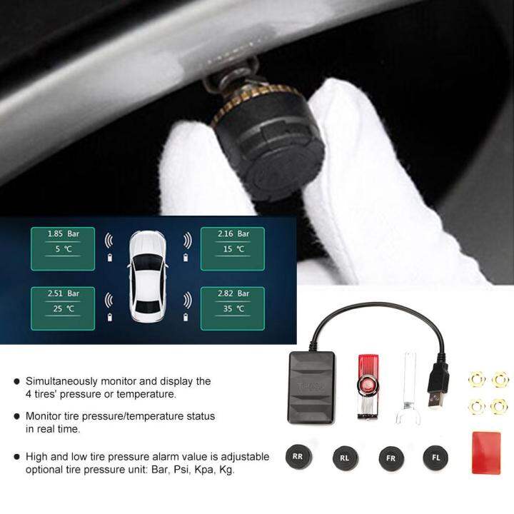 Car USB Tire Pressure Monitor System TPMS Monitoring Alarm with ...