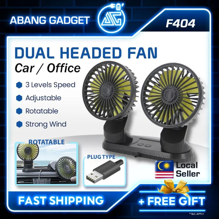 F404 3 Speed Dual Headed Car Fan 5V/ 12V Interior Cooling Fan Air ...