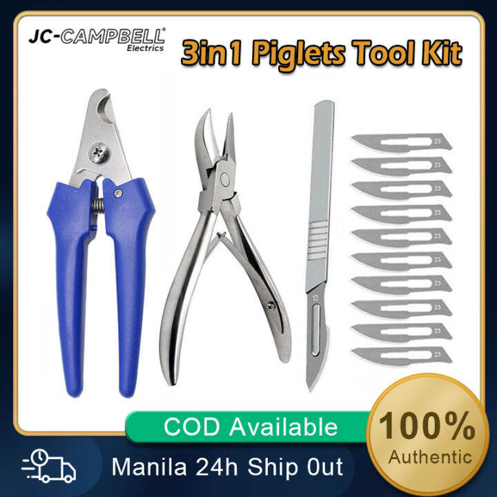 3 in 1 Piglets Tool Kit(Pig Teeth Cutter+Piglets Tail Cutter + Pig Castration Blade) for ...