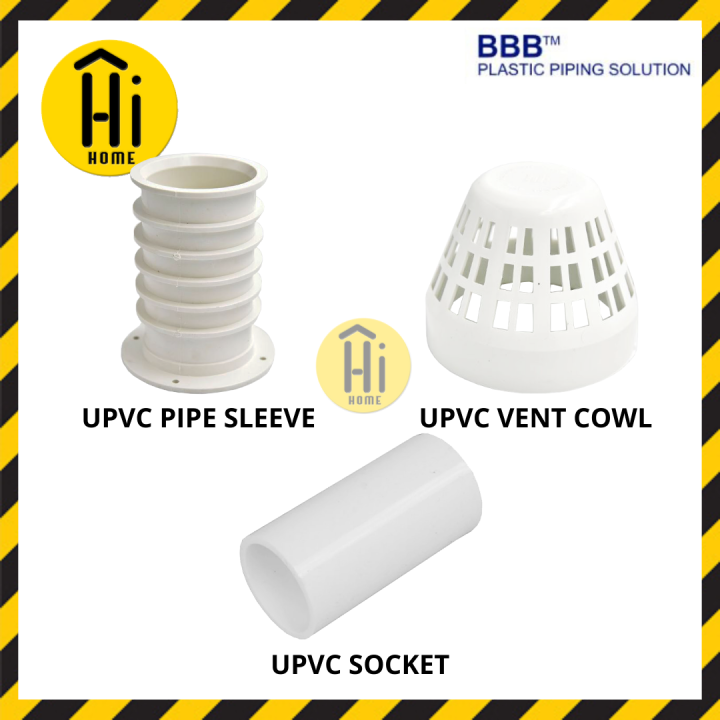 6" (160MM) UPVC Pipe Sleeve & Vent Cowl Socket Connectors Water Pipe ...