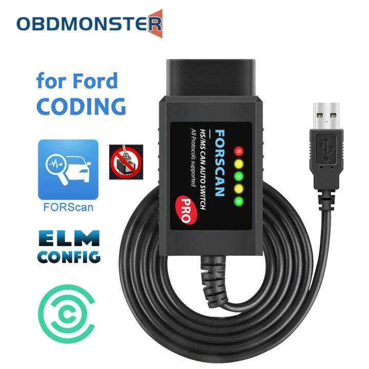 {7ho car tools} ELM327 V1.5 USB HS MS-CAN Made for FORScan Pro OBD Scanner Tool For Ford Mazda ...