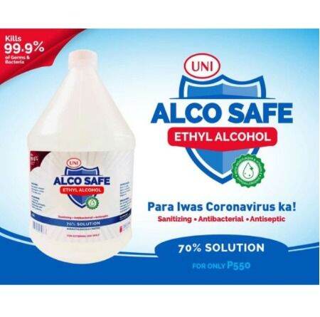 Alco-Safe Ethyl Alcohol 70% Solution (1Gallon/3.2Liters) | Lazada PH
