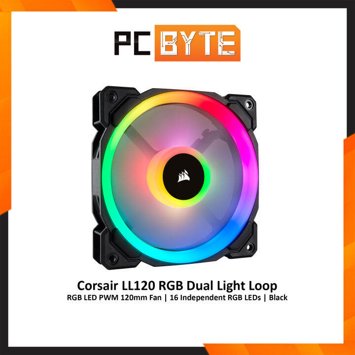 Corsair LL120 RGB Dual Light Loop (120mm, Black) - RGB LED PWM Fan ...