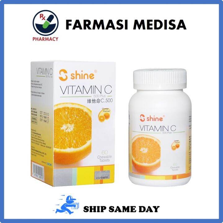 (SHIP SAME DAY) Shine Vitamin C 500 Plus 60 chewables tablets Vitamin ...