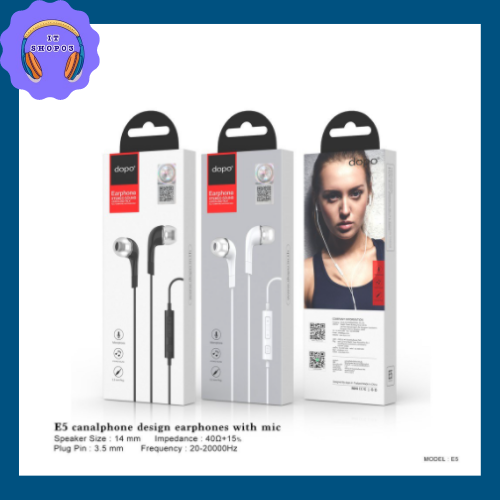หูฟังE5 (White) canalphone design earphones with mic หูฟังพร้อมไมค์ ...