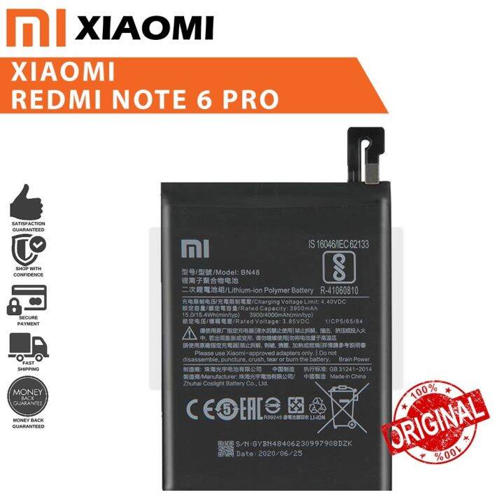 XIAOMI REDMI NOTE 6 PRO BATTERY MODEL BN48 Original Equipment ...