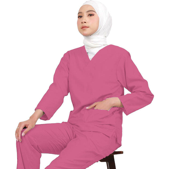 Scrub Perawat / Baju Oka / Baju Medis / Baju OK / Baju Perawat Lengan ...