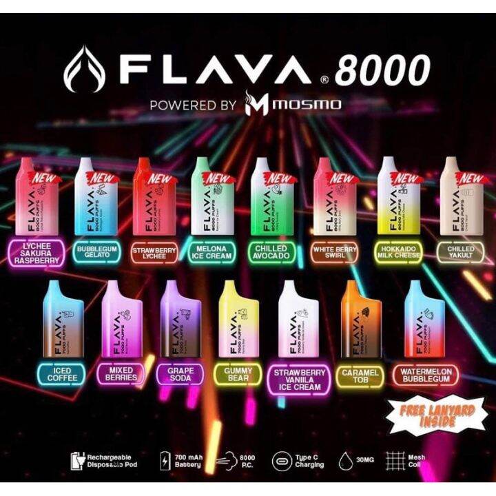 Flava 8000 Puffs (free lanyard) Rechargeable 700mAh | Lazada PH