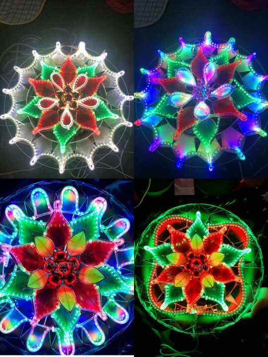 15 INCHES SUPER MINI PAROL PURE LED LIGHTS PURE CAPIZ (poinsettia ...