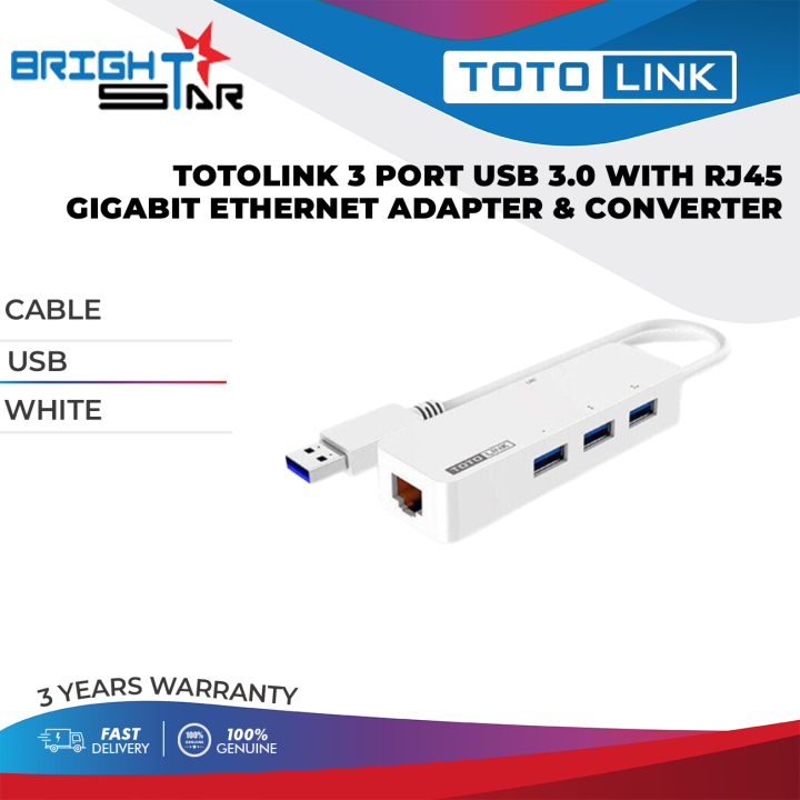 Totolink U1003 3 Port USB With RJ45 Gigabit Ethernet Adapter | Lazada