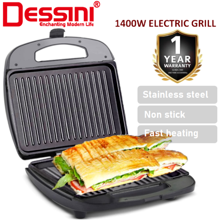 DESSINI ITALY Double Sided Electric Pizza Panini Waffle Sandwich Maker ...