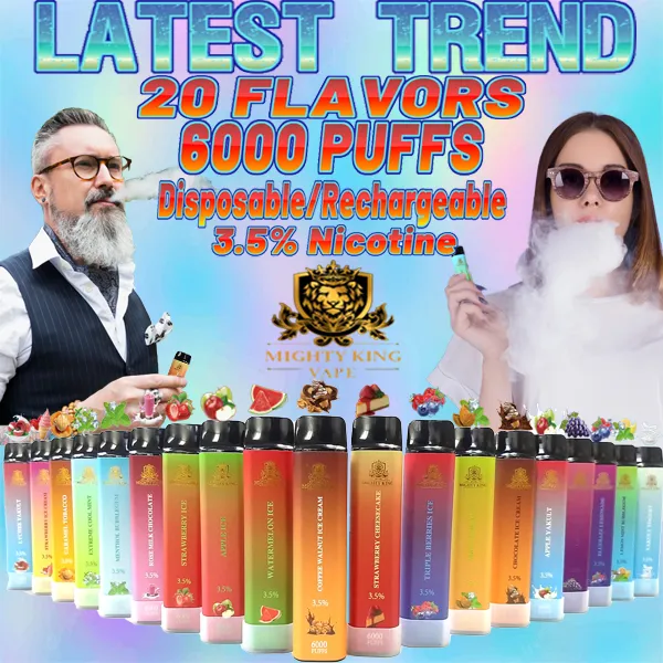LEGIT MIGHTY KING Rechargeable Disposable PUFF PLUS 6000 Puffs ...