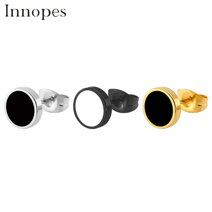 Innoเข้มต่างหูสตั๊ดแฟชั่นเกาหลี,ตุ้มหูสเตนเลสสตีลแบบเรียบง่ายสำหรับ ...