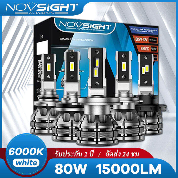 Novsight Novsight N38 2pcs LED ไฟหน้ารถ 15000LM 6500K 80W IP68 กันน้ำ H4 H7 H11 HB3/9005 HB4 ...