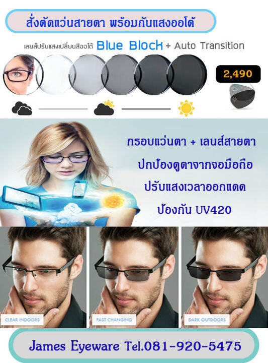 แว่นตาพร้อมสั่งตัดตามสายตา เลนส์ HITOP เลนส์แว่นถนอมสายตา เลนส์มัลติโค ...