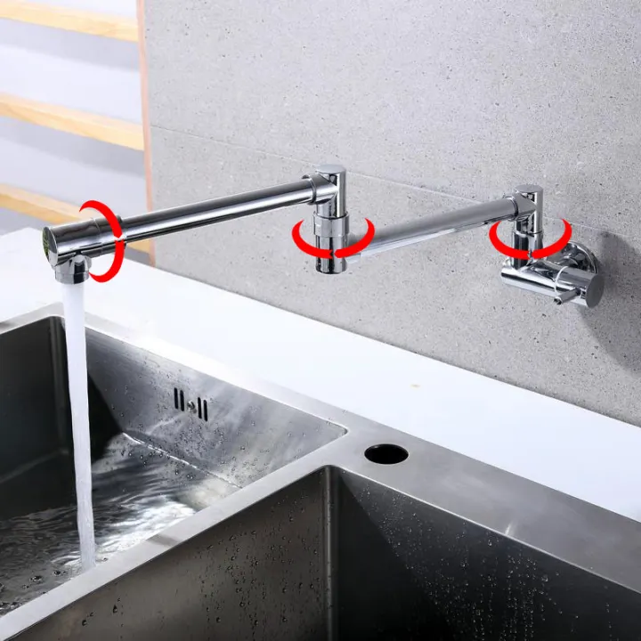 ZOOKV Wall Mounted Kitchen Sink Foldable Tap Rotatable Water Pot Filler ...