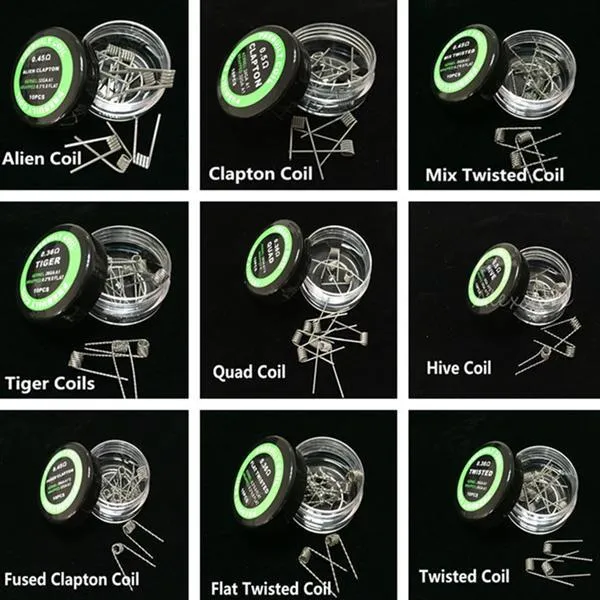 Vape 10Pcs/Box Prebuild Coil Wire for RDA RTA RBA Alien Clapton Flat ...