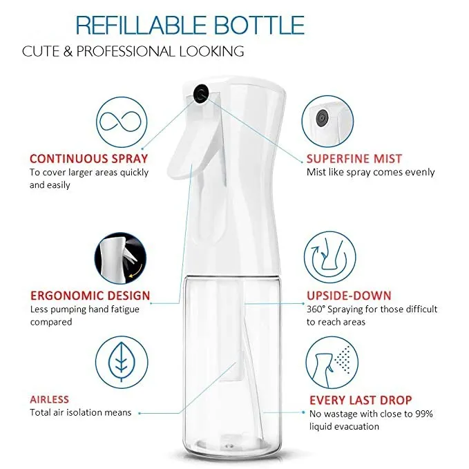 HB Continuous Sprayer Hair Water Ultra Fine Mister Spray Bottle Propellant Free for ...