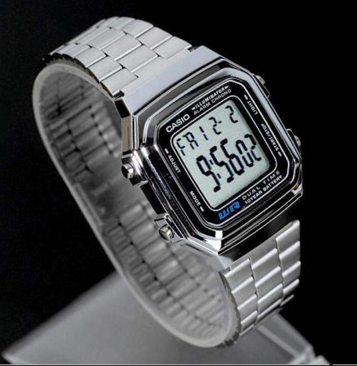 นาฬิกา Casio รุ่น A178WA-1AUDF นาฬิกาดิจิตอล สายสแตนเลสสีเงิน ใส่ได้ ...