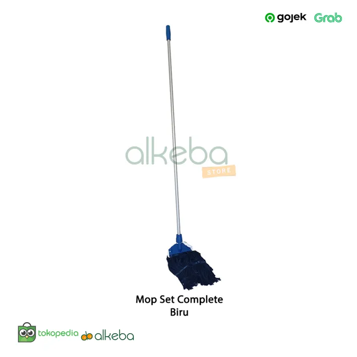 Mop Set Komplit Biru Alat Pel Gagang ( Kain Mop + Frame + Tangkai ...