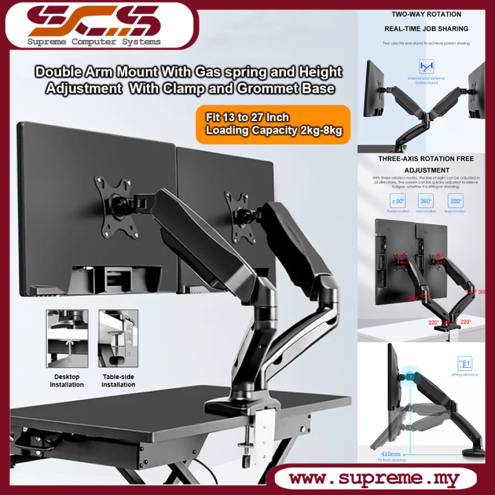 Double Arm Mount With Gas spring and Height Adjustment/Monitor Arm/LCD ...